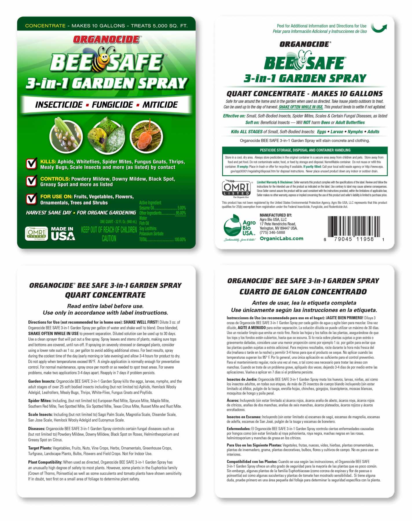 Organocide Bee Safe 3-in-1 Garden Spray – Renee's Garden